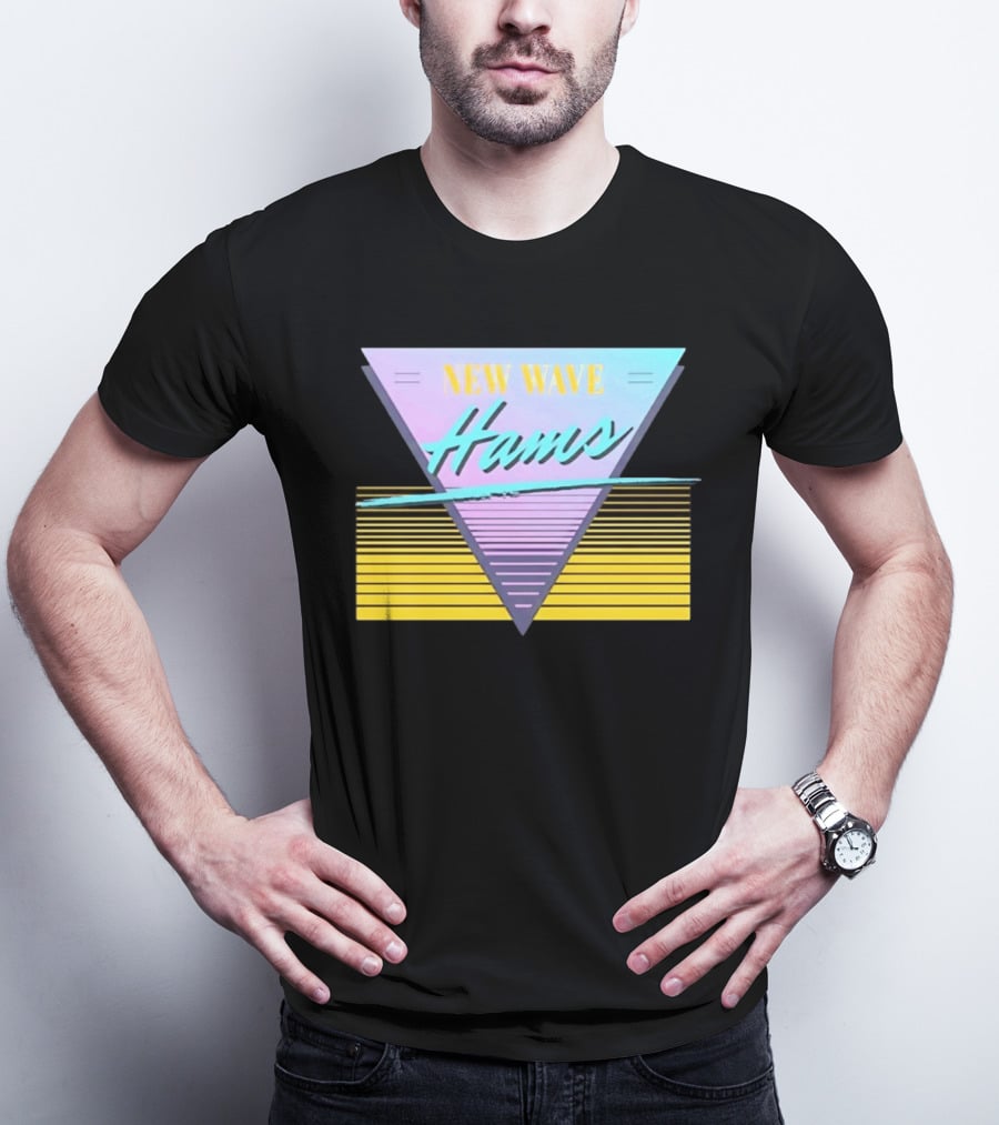 New Wave Hams Retro 80s Aesthetic Triangle Stripes T-Shirt