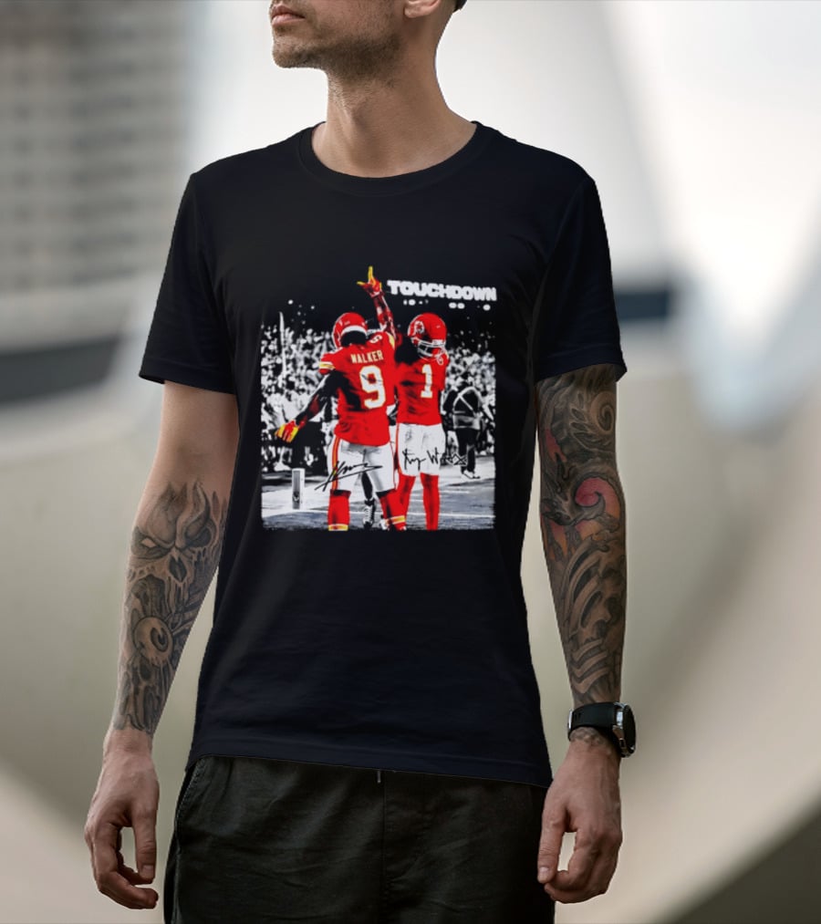 Kenneth Walker III Xavier Worthy Kansas City Chiefs Touchdown Celebration T-Shirt