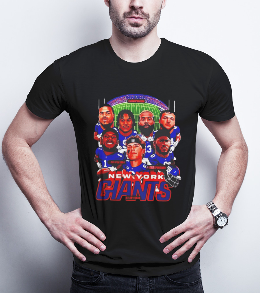 New York Giants Football Players Caricature Stadium T-Shirt