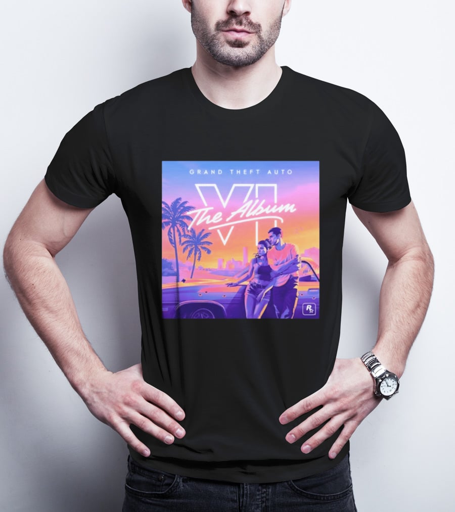 Grand Theft Auto VI The Album 2026 Retro Sunset Vibes T-Shirt