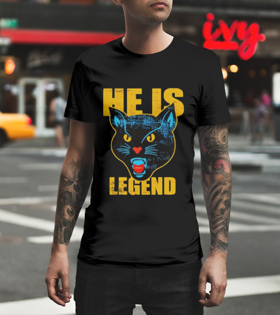 HE IS LEGEND Black Cat Fierce Panther T-Shirt