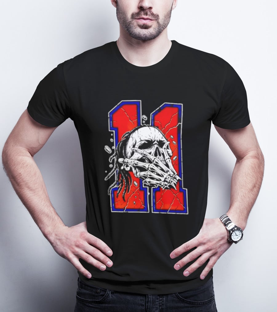 New York Knicks Jalen Brunson Captain Clutch Skull Number 11 T-Shirt