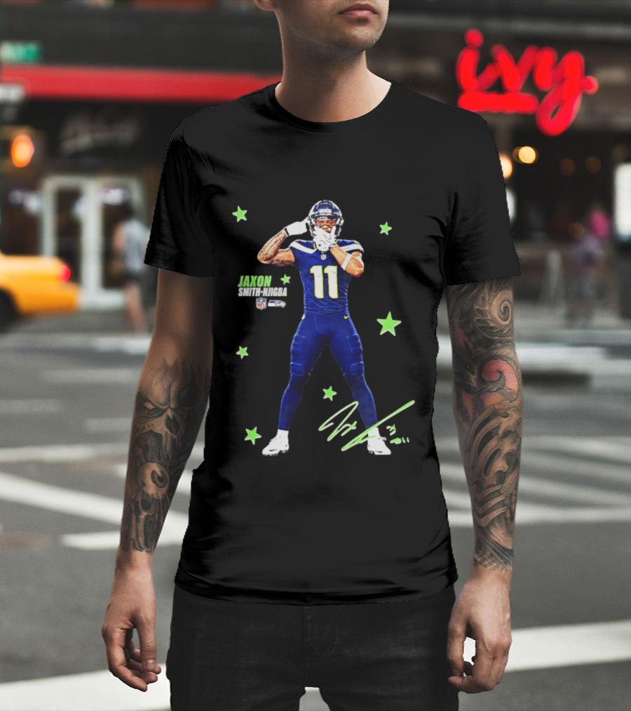 Jaxon Smith Njigba Seattle Seahawks Number 11 NFL Star Player T-Shirt