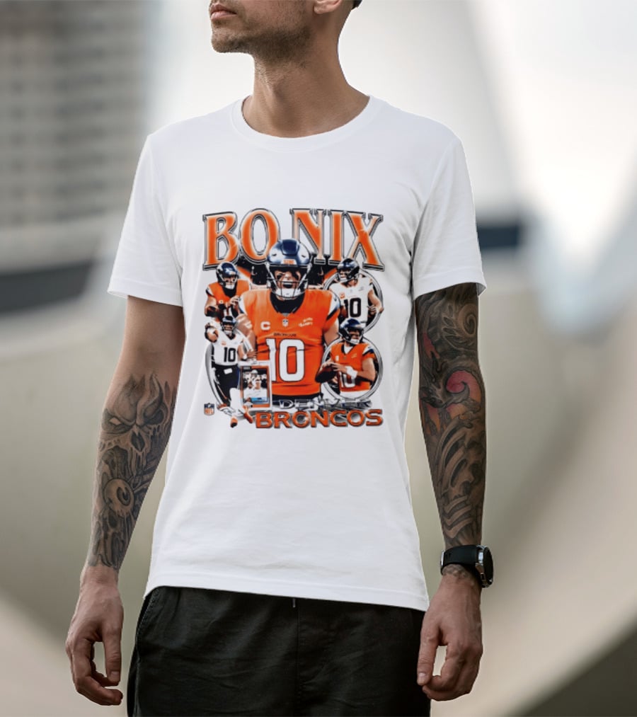 Bo Nix Denver Broncos 2026 Player #10 Collage T-Shirt
