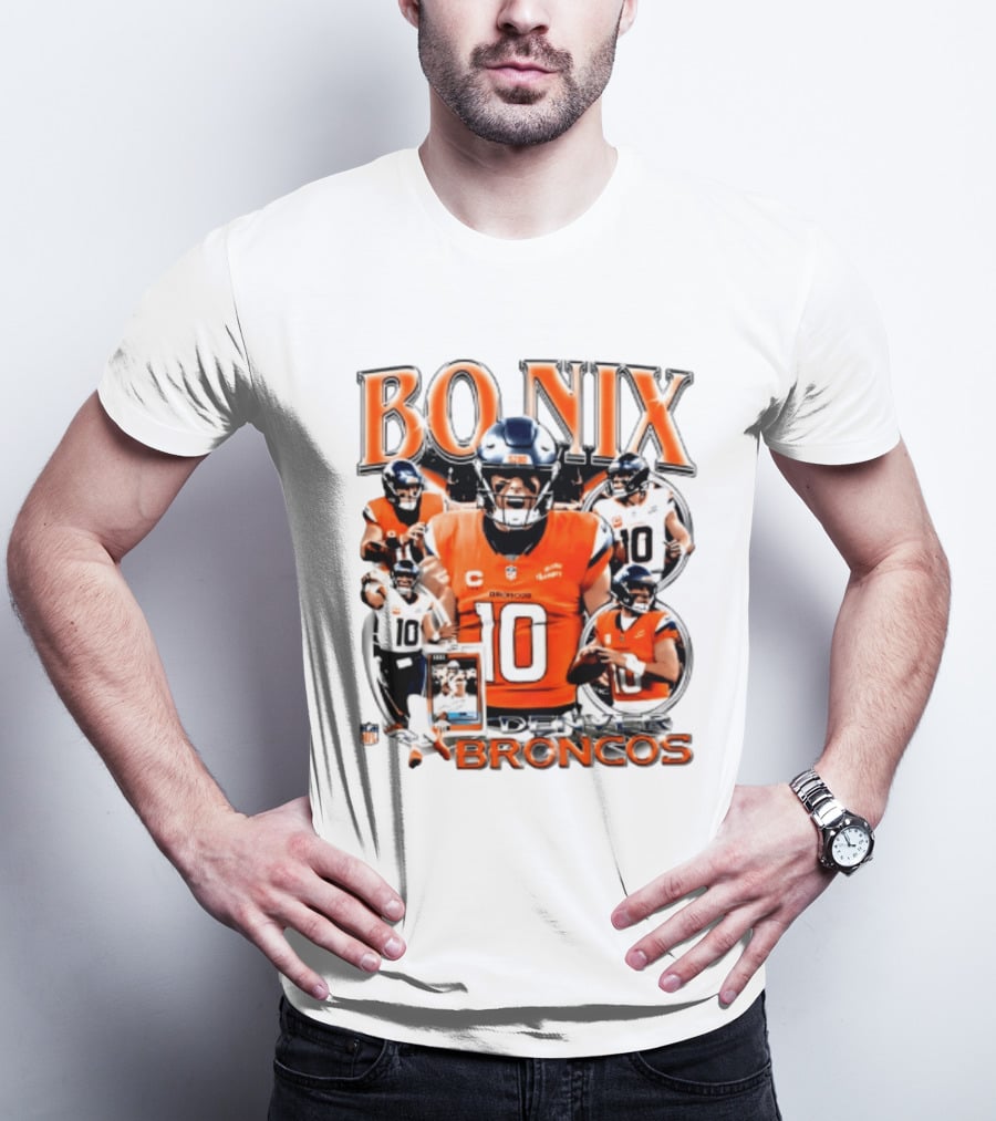 Bo Nix Denver Broncos 2026 Player #10 Collage T-Shirt