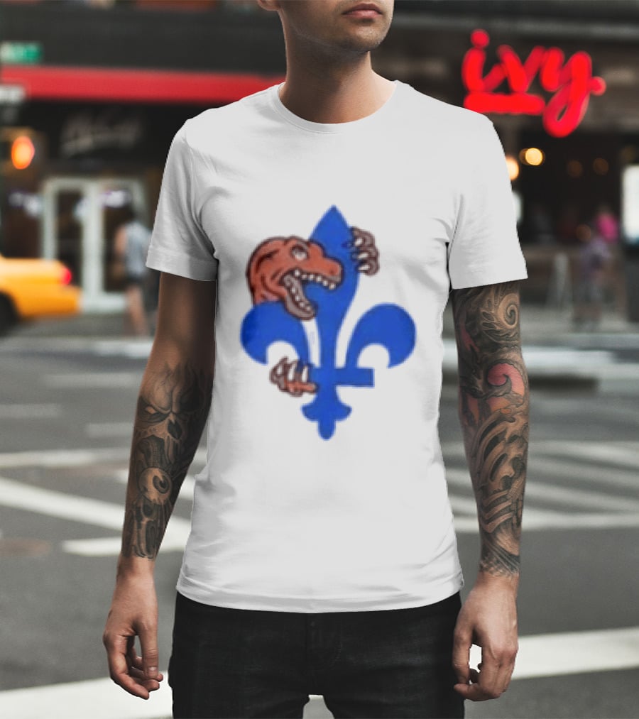 2026 Raptors Quebec Canada Games Fleur De Lis And Dinosaur T-Shirt