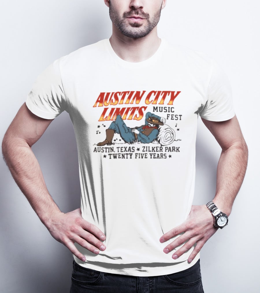 Austin City Limits Music Fest Cowboy Austin Texas Zilker Park Twenty Five Years T-Shirt
