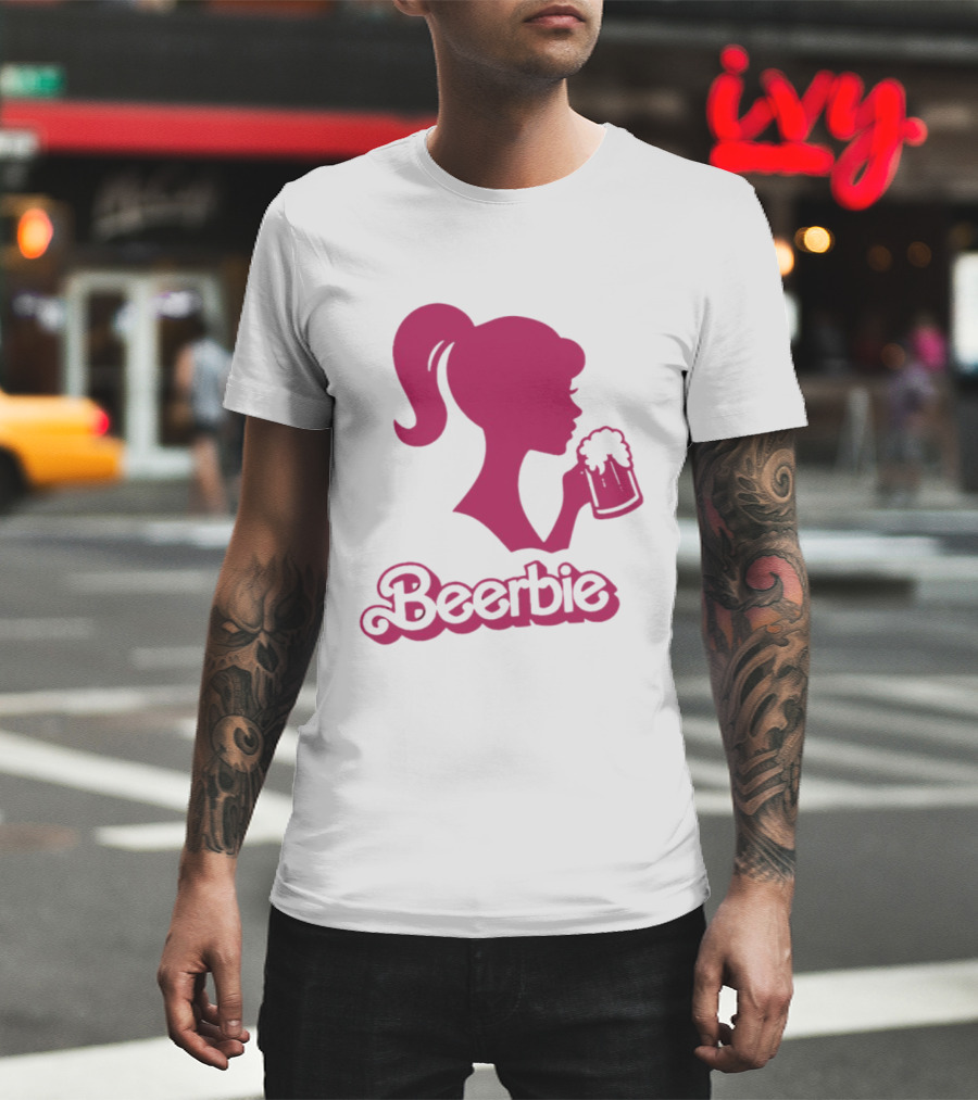 Beerbie Pink Beer Barbie Icon With Beer T-Shirt