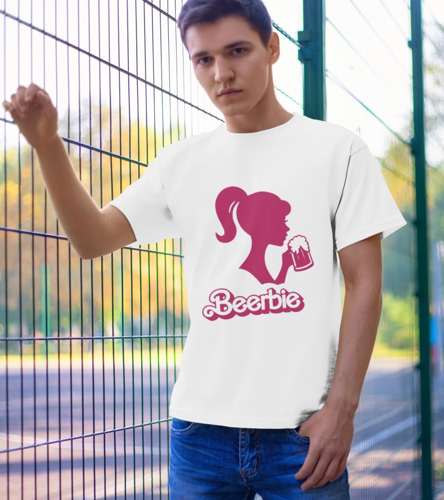 Beerbie Pink Beer Barbie Icon With Beer T-Shirt