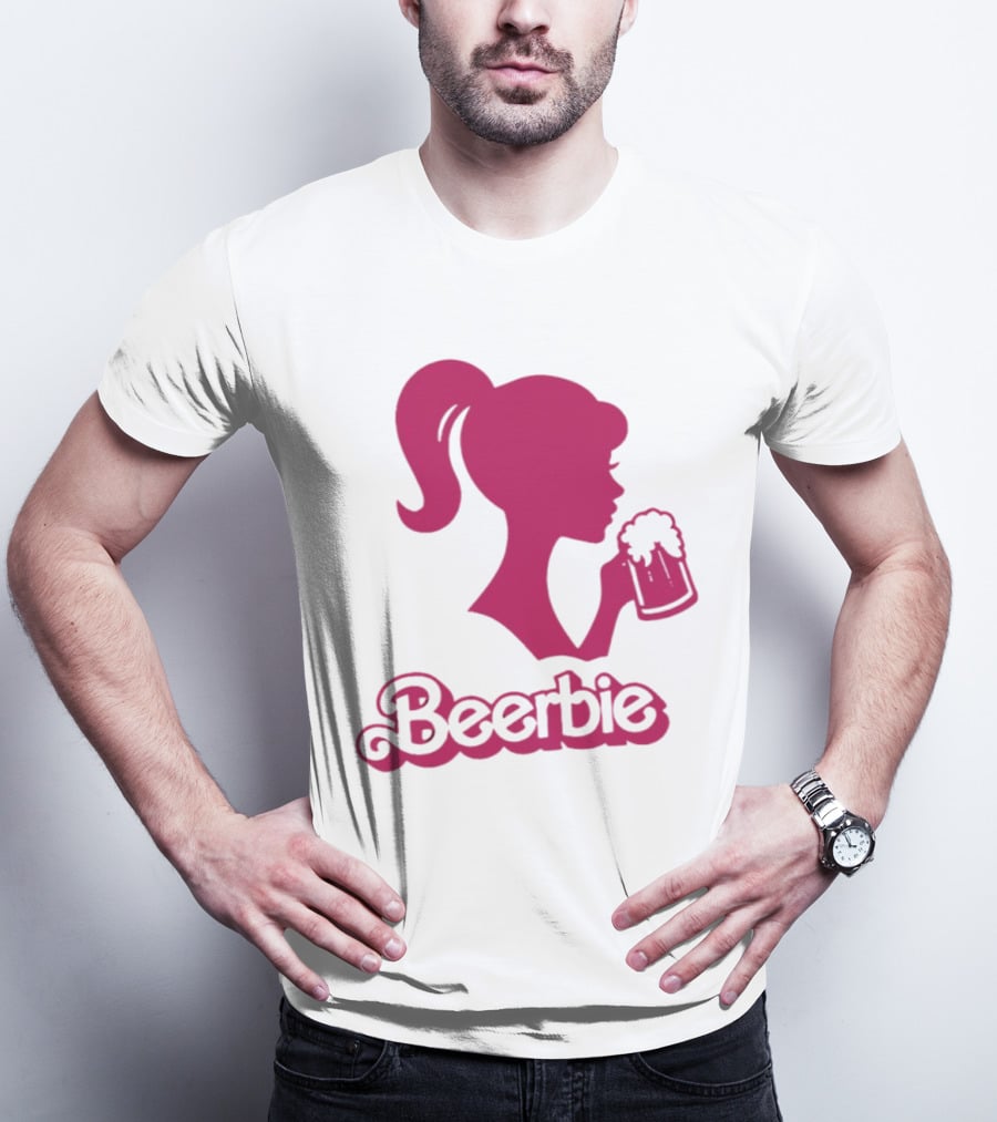 Beerbie Pink Beer Barbie Icon With Beer T-Shirt