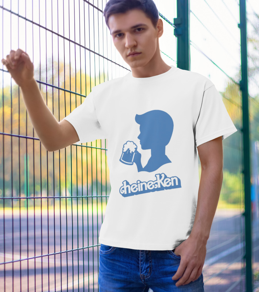 Ken Blue Beer Silhouette Heineken Play On Words T-Shirt