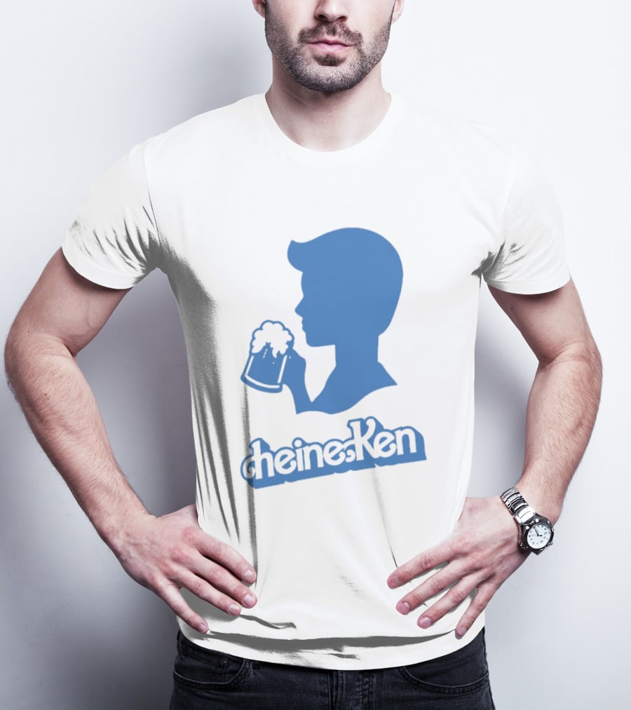 Ken Blue Beer Silhouette Heineken Play On Words T-Shirt