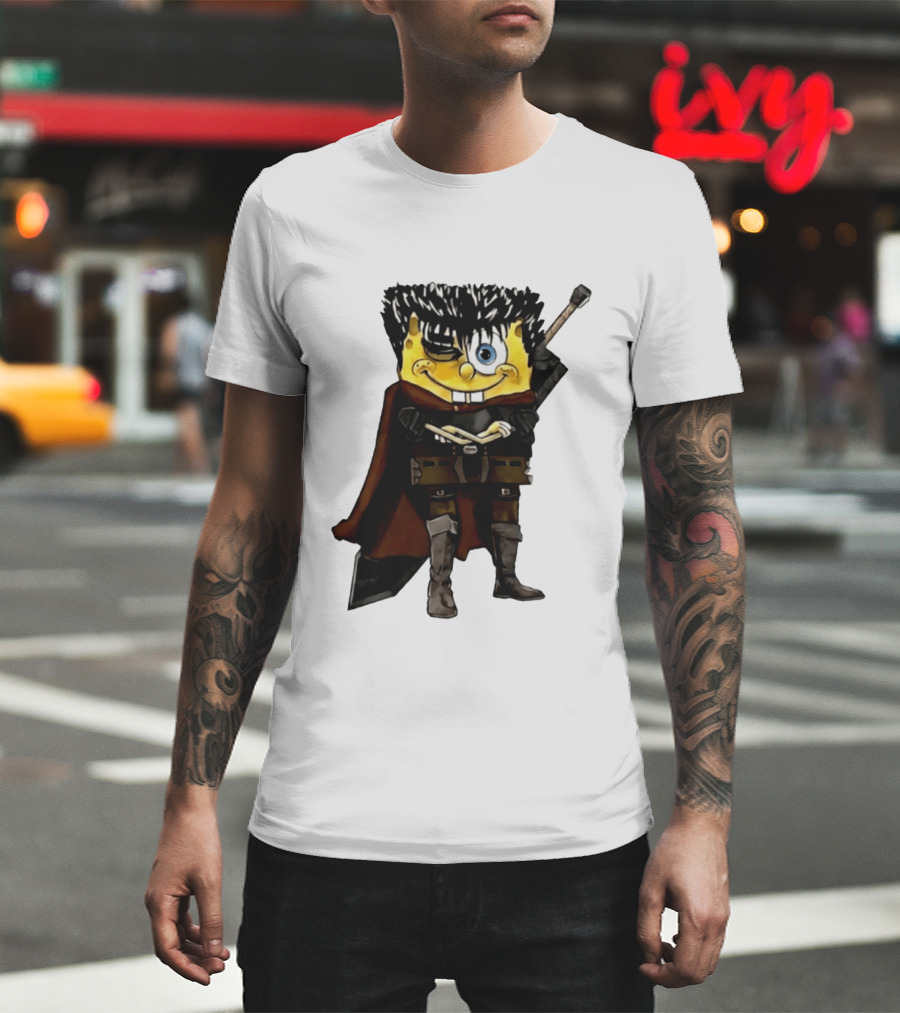 SpongeBob X Berserk Guts Crossover SpongeGuts SquarePants Character Mashup T-Shirt