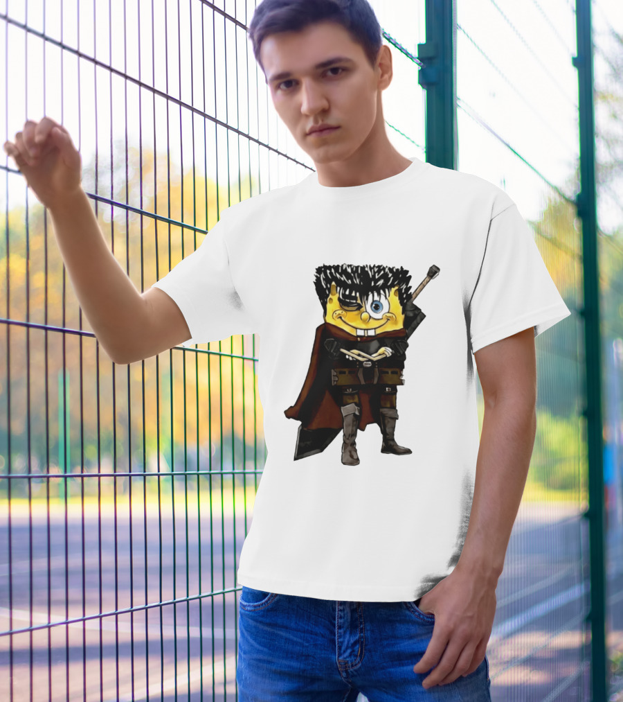 SpongeBob X Berserk Guts Crossover SpongeGuts SquarePants Character Mashup T-Shirt
