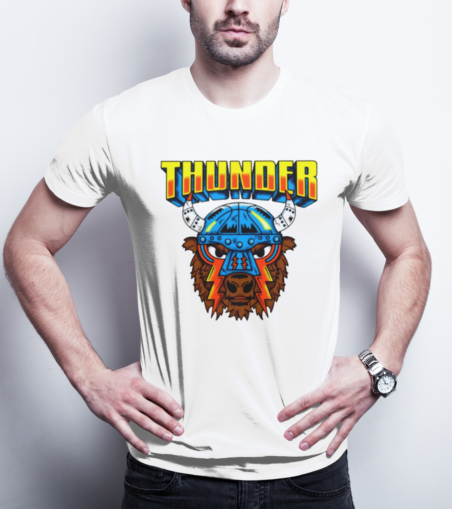 Thunder Buffalo Viking Helmet Bison Basketball T-Shirt