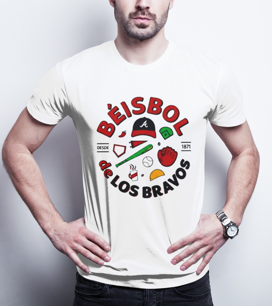Béisbol De Los Bravos Desde 1871 Hat Bat Glove Baseball Taco Pepper Coffee T-Shirt