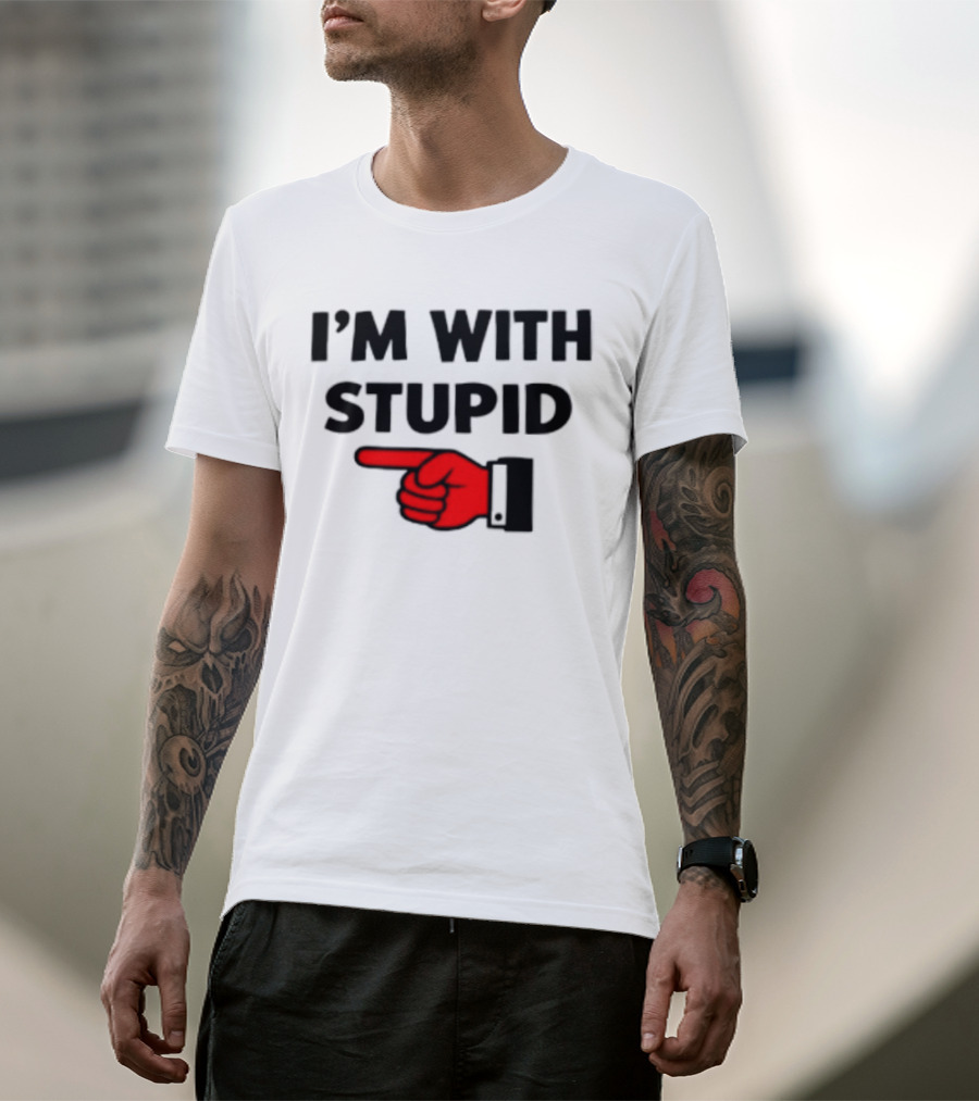 I'm With Stupid Pointing Finger Meme T-Shirt