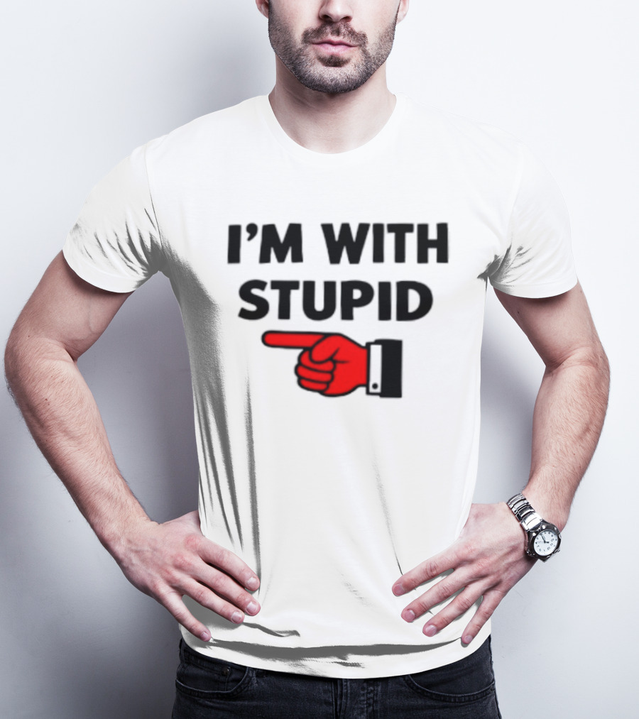 I'm With Stupid Pointing Finger Meme T-Shirt