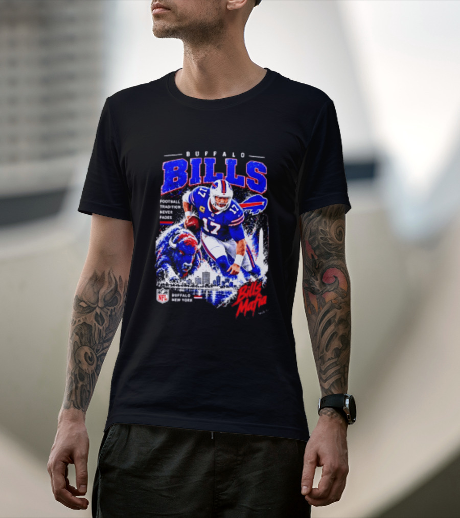 Buffalo Bills Football Tradition Never Fades Bills Mafia NFL Buffalo New York Team Skyline T-Shirt