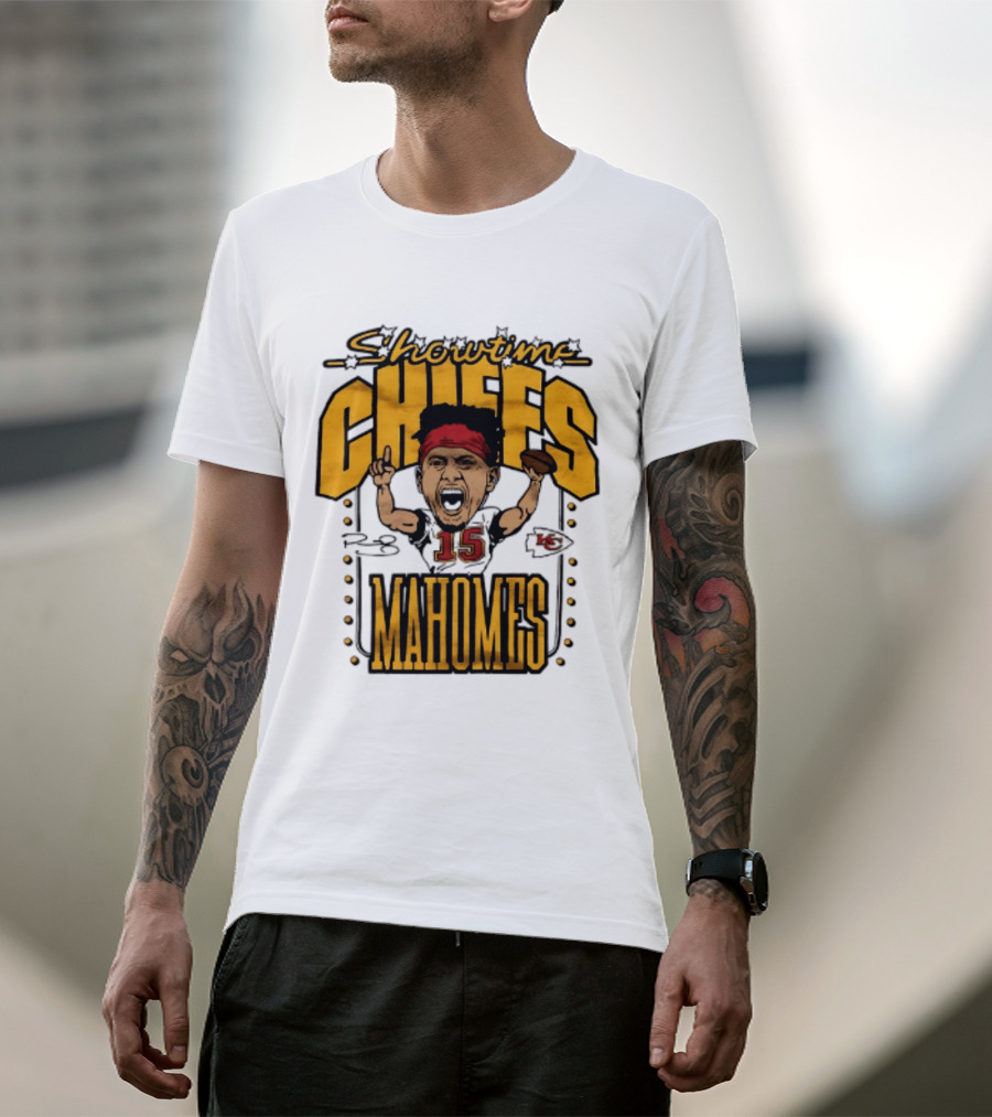 Showtime Chiefs Patrick Mahomes 15 Caricature T-Shirt