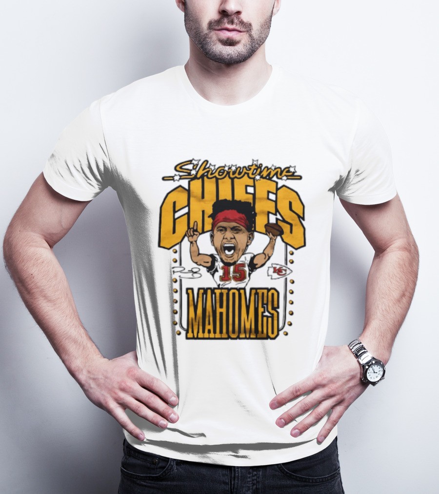 Showtime Chiefs Patrick Mahomes 15 Caricature T-Shirt