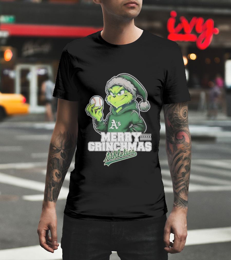 Merry Grinchmas Athletics Baseball Christmas 2026 T-Shirt