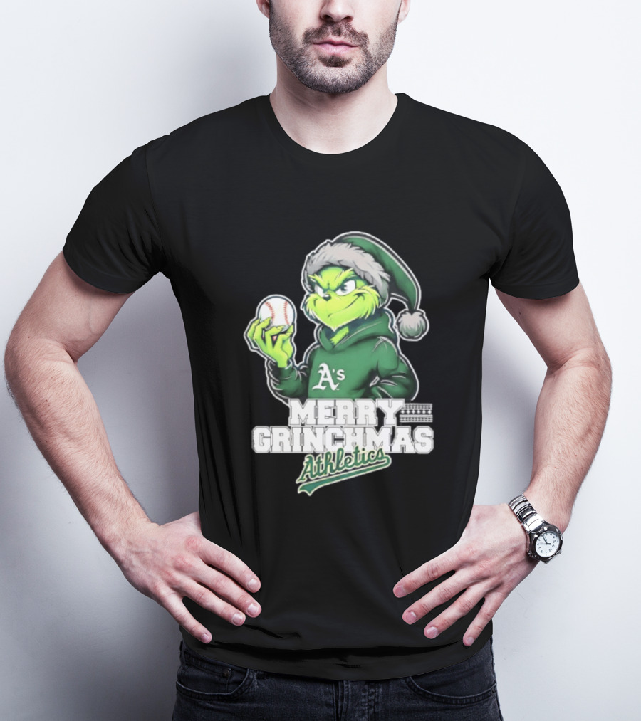 Merry Grinchmas Athletics Baseball Christmas 2026 T-Shirt