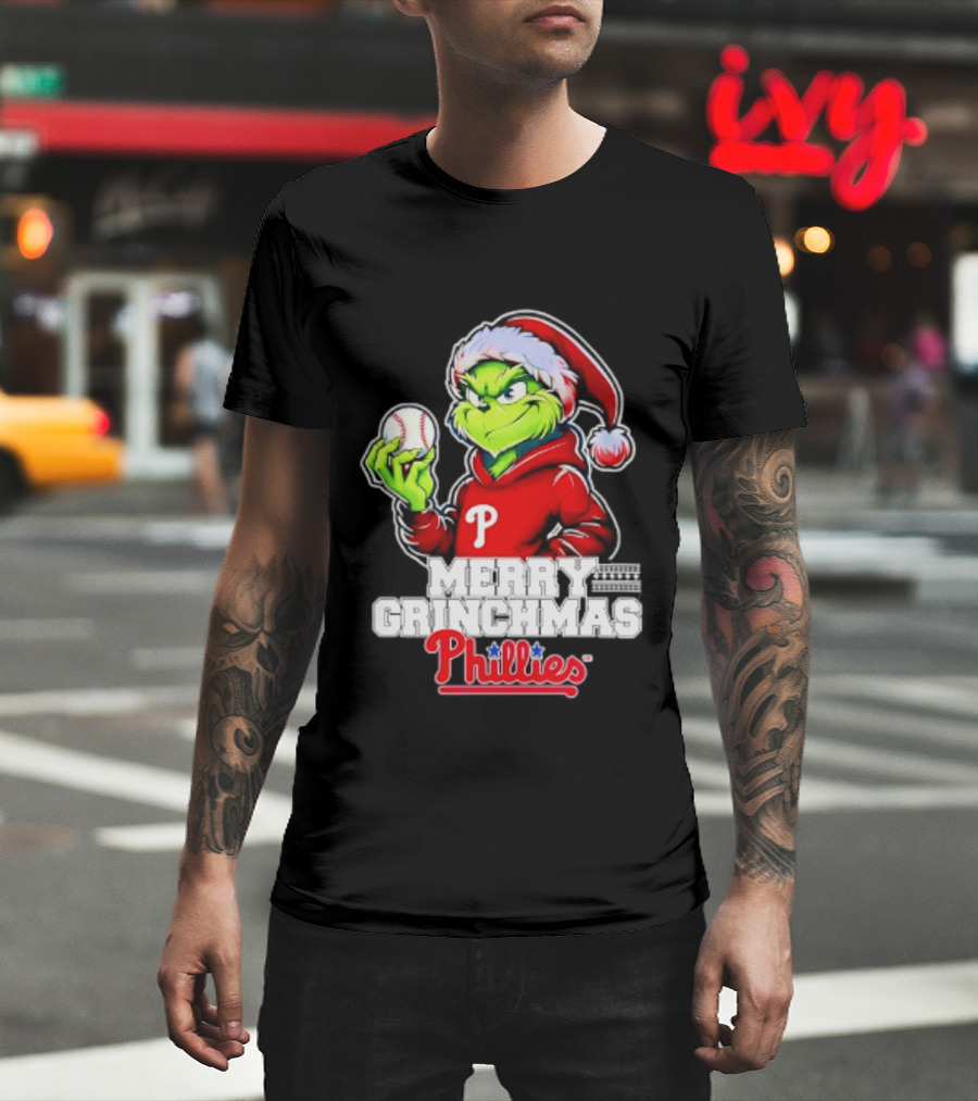 Merry Grinchmas Philadelphia Phillies Baseball Christmas 2026 T-Shirt
