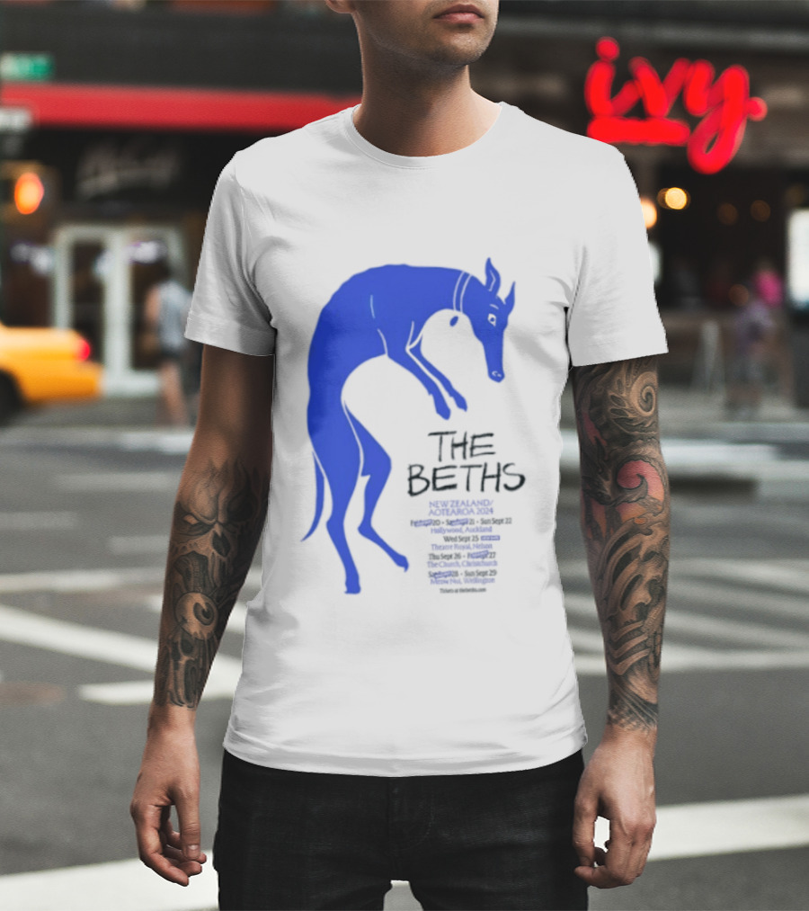 The Beths New Zealand Aotearoa 2024 Tour Blue Jumping Dog T-Shirt