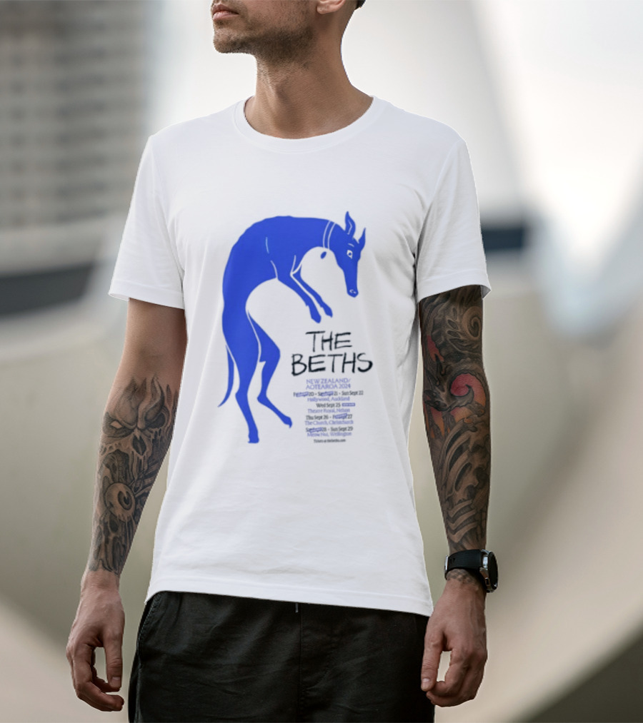The Beths New Zealand Aotearoa 2024 Tour Blue Jumping Dog T-Shirt