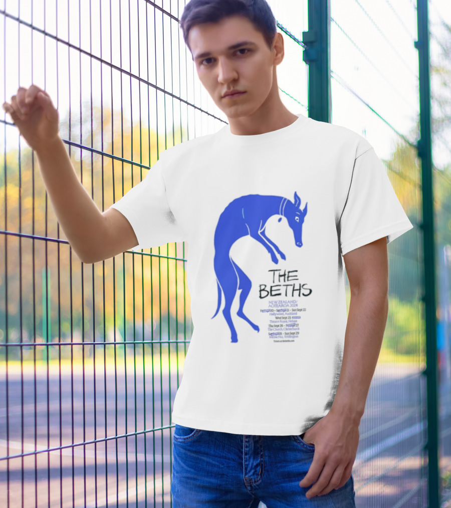 The Beths New Zealand Aotearoa 2024 Tour Blue Jumping Dog T-Shirt