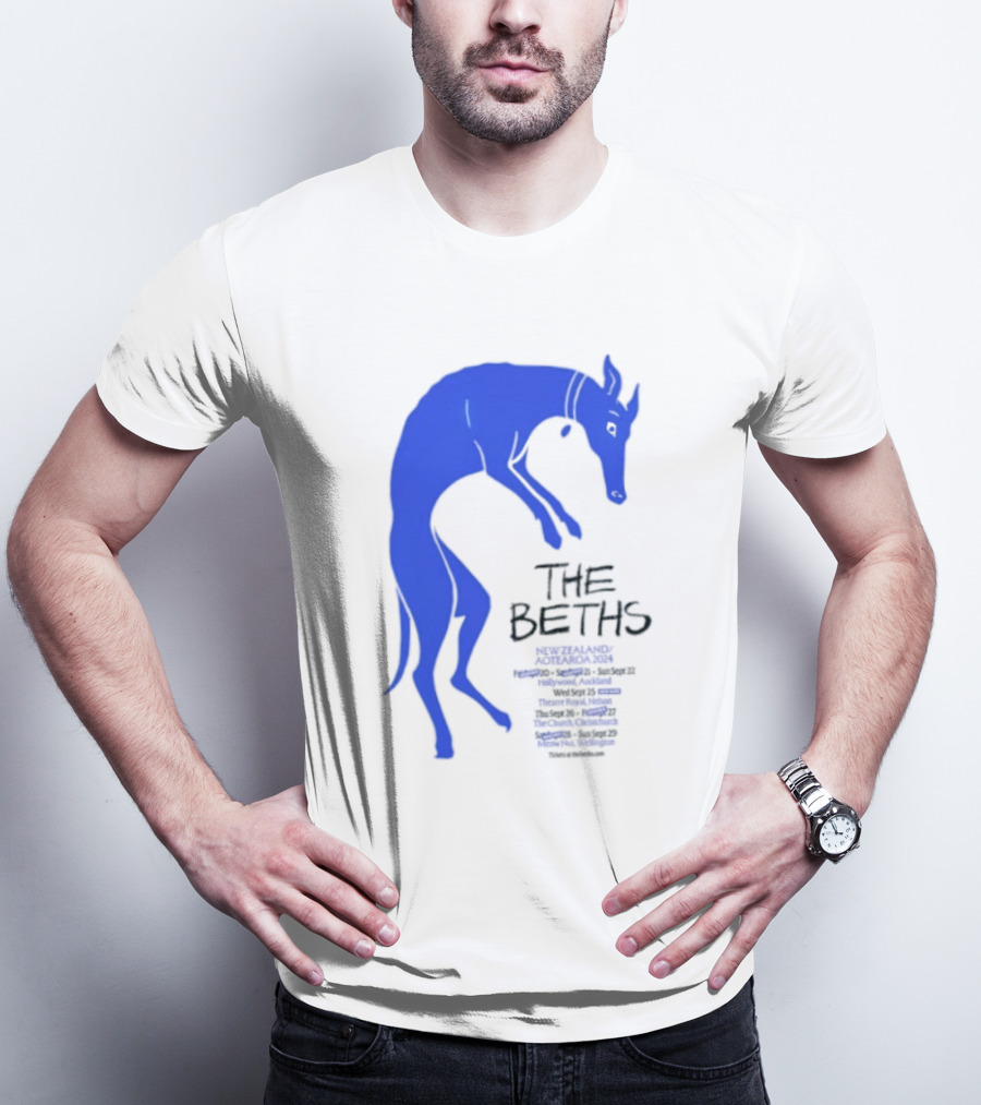 The Beths New Zealand Aotearoa 2024 Tour Blue Jumping Dog T-Shirt