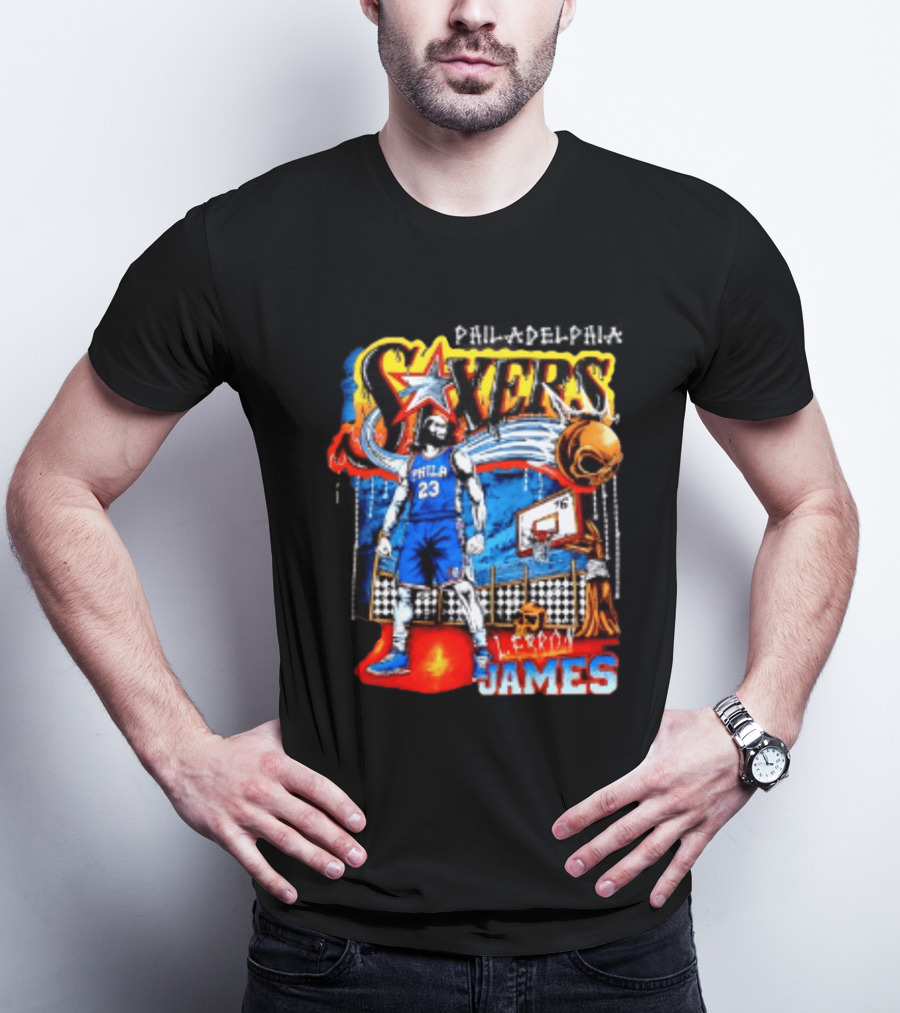 Philadelphia 76ers LeBron James Skeleton Basketball T-Shirt