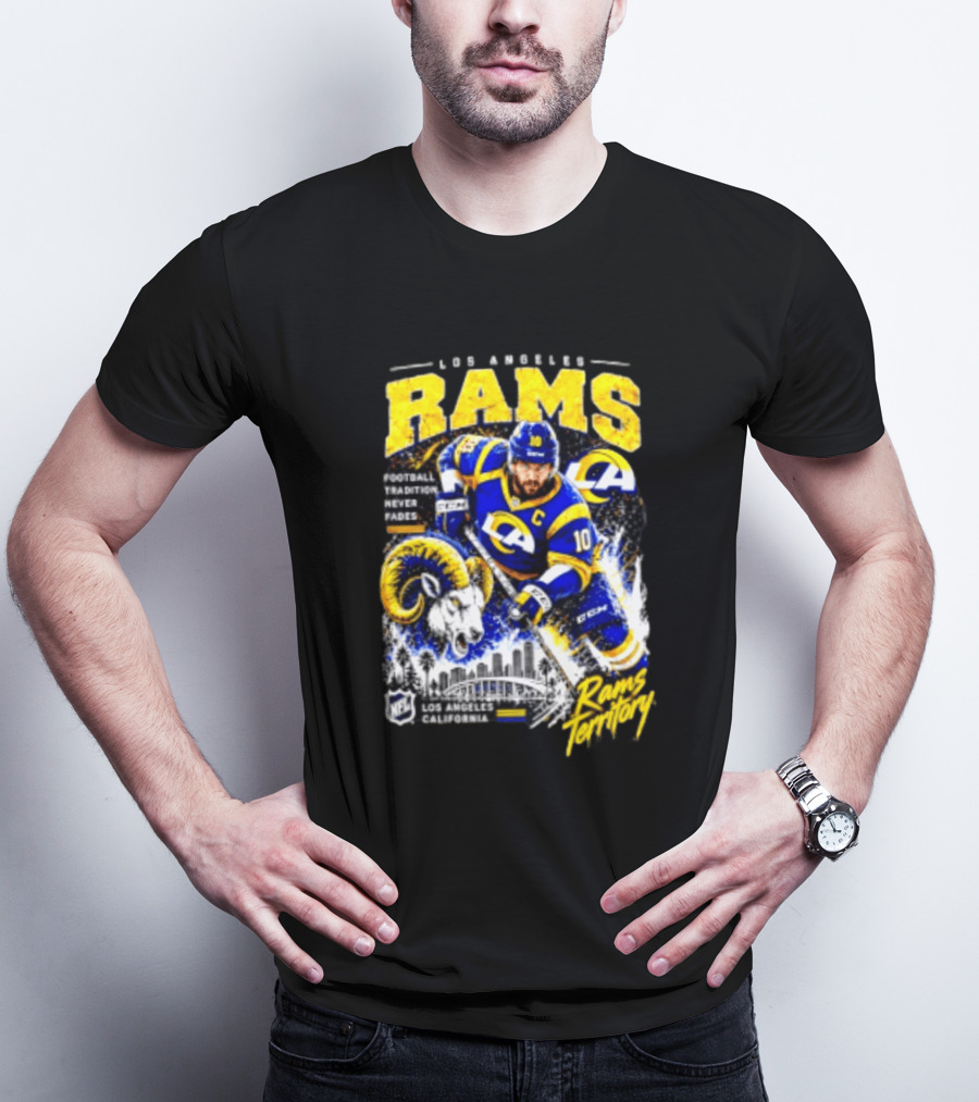 Los Angeles Rams Football Tradition Never Fades Rams Territory California NFL Skyline T-Shirt