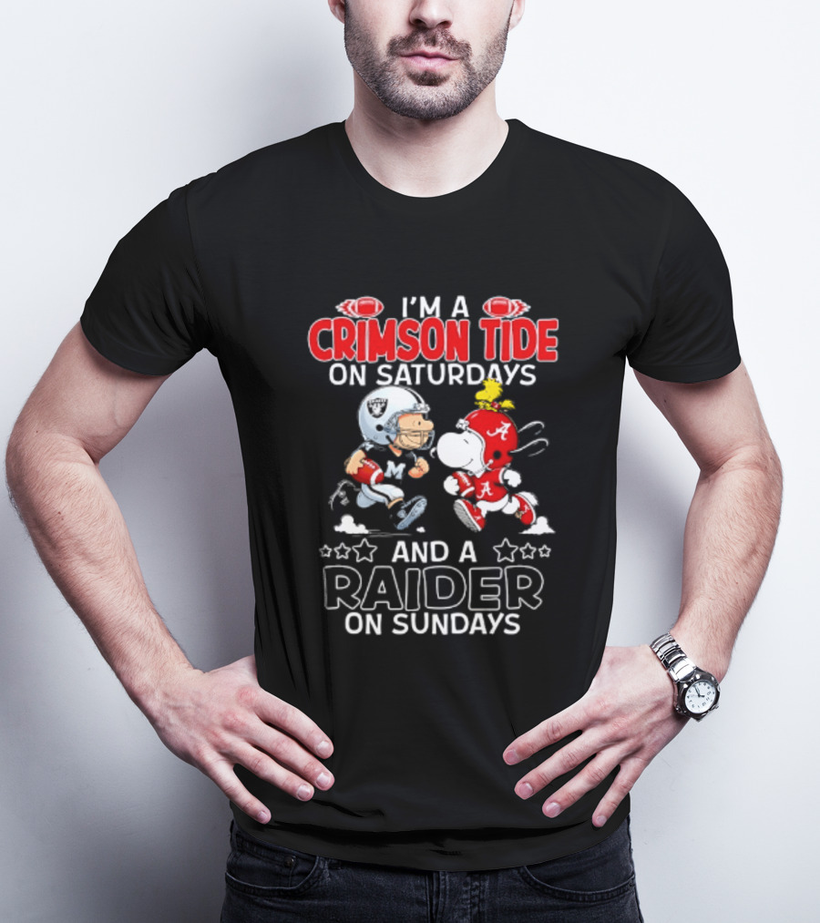 Peanuts I'm A Crimson Tide On Saturdays And A Raider On Sundays T-Shirt