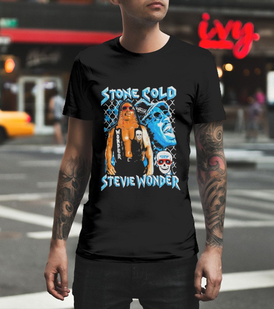 Stone Cold Stevie Wonder Collaboration Red Sunglasses T-Shirt