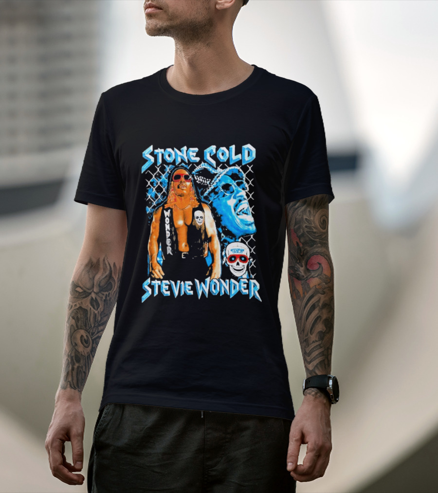 Stone Cold Stevie Wonder Collaboration Red Sunglasses T-Shirt