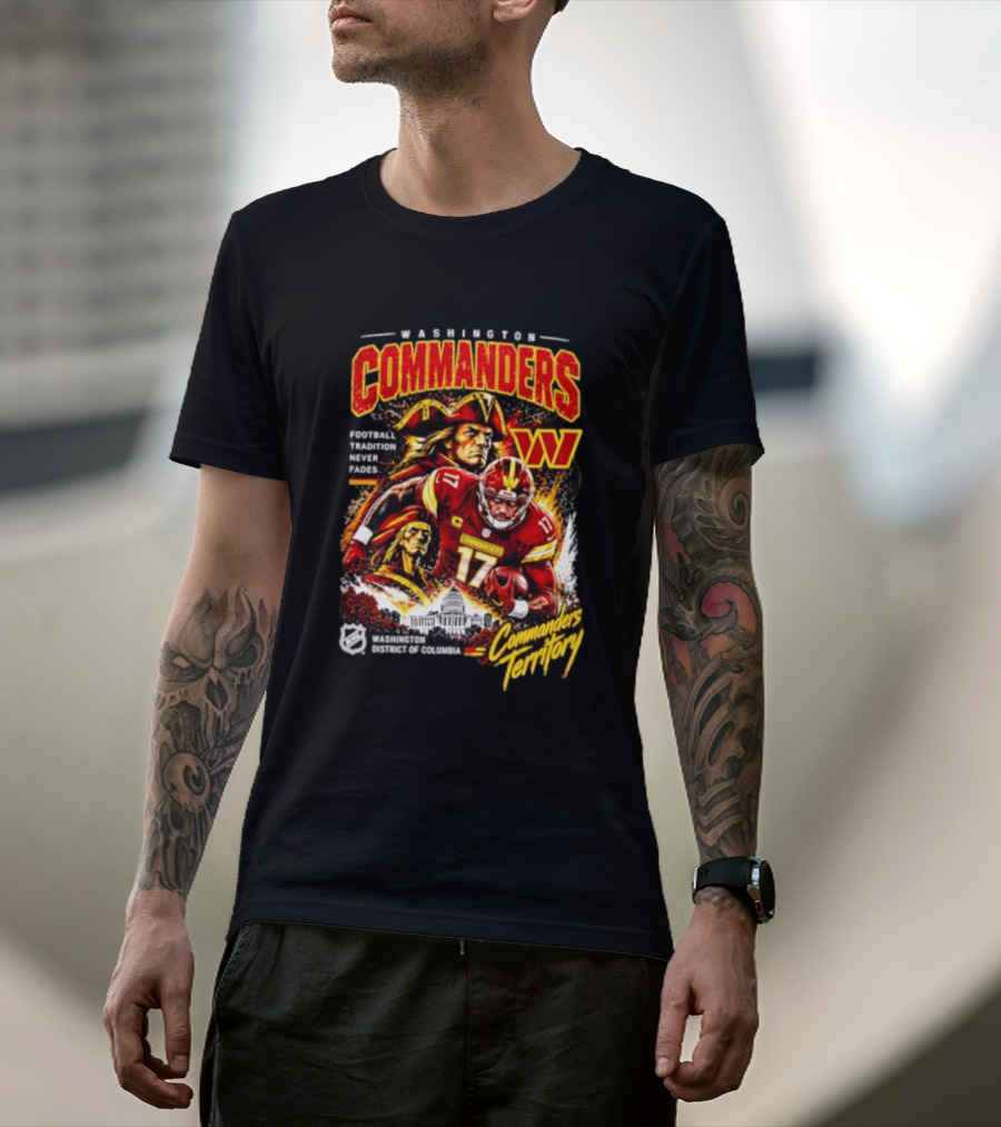 Washington Commanders Football Tradition Never Fades Commanders Territory Washington DC Skyline T-Shirt