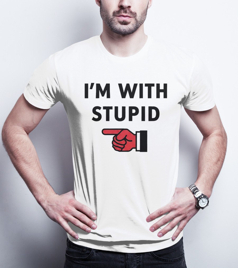 I'm With Stupid Red Pointing Finger T-Shirt