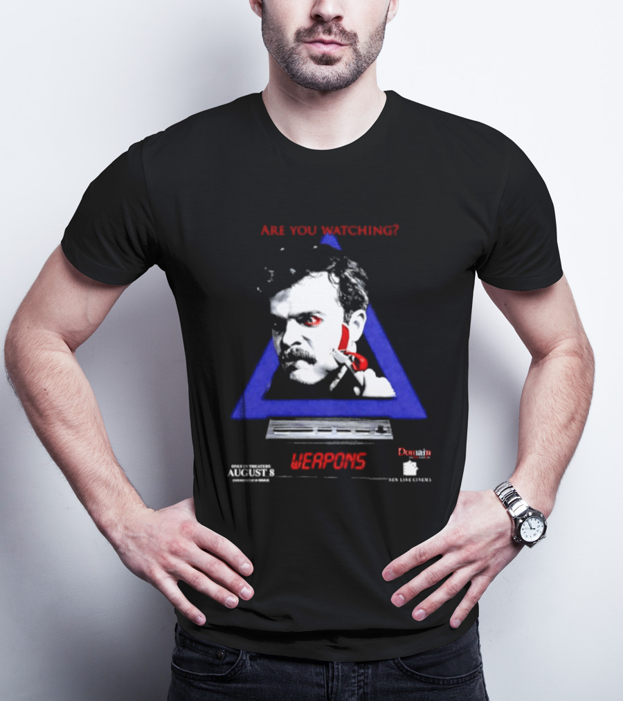Are You Ing Weapons Triangle Face Art New Line Cinema T-Shirt