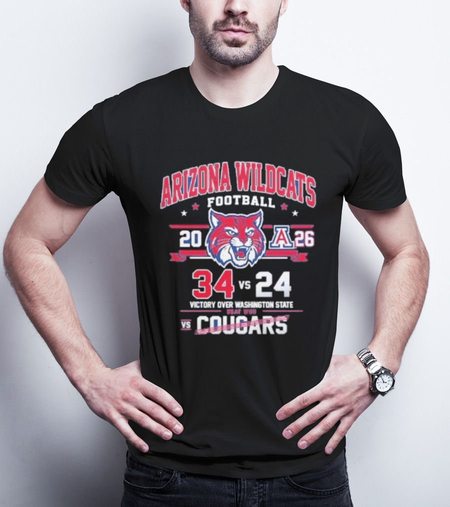 Arizona Wildcats Football 2026 Victory Over Washington State Cougars 34 24 T-Shirt