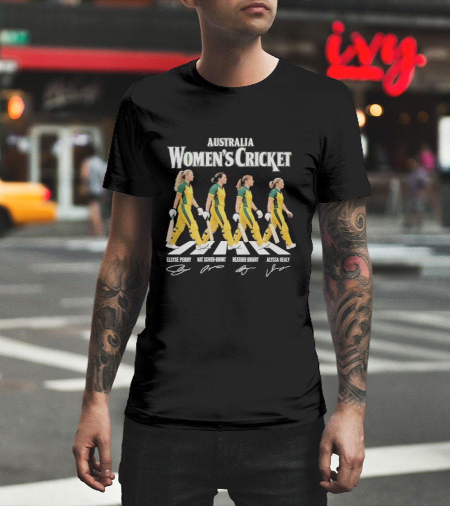 Australia Womens Cricket Abbey Road Ellyse Perry Nat Sciver Brunt Heather Knight Alyssa Healy T-Shirt