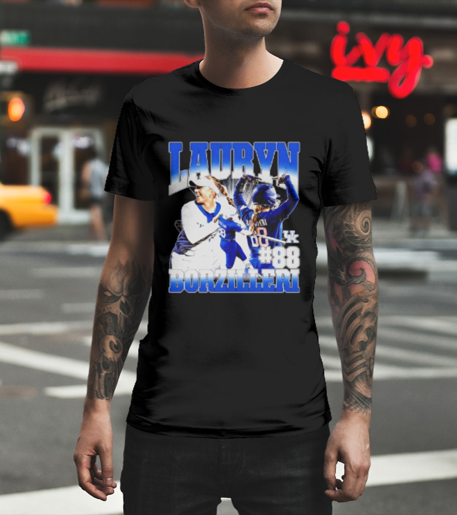 Kentucky Wildcats Lauryn Borzilleri 88 NCAA Softball Player T-Shirt