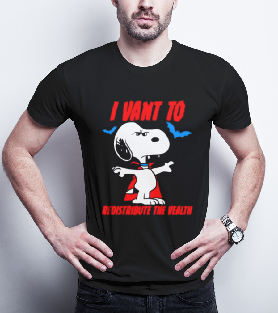 Snoopy I Want To Redistribute The Wealth Halloween Dracula Bats T-Shirt