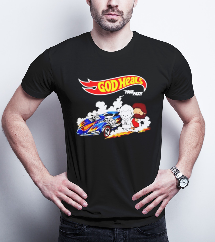 God Heals Hot Wheels Jesus And Lamb Twin Mill T-Shirt