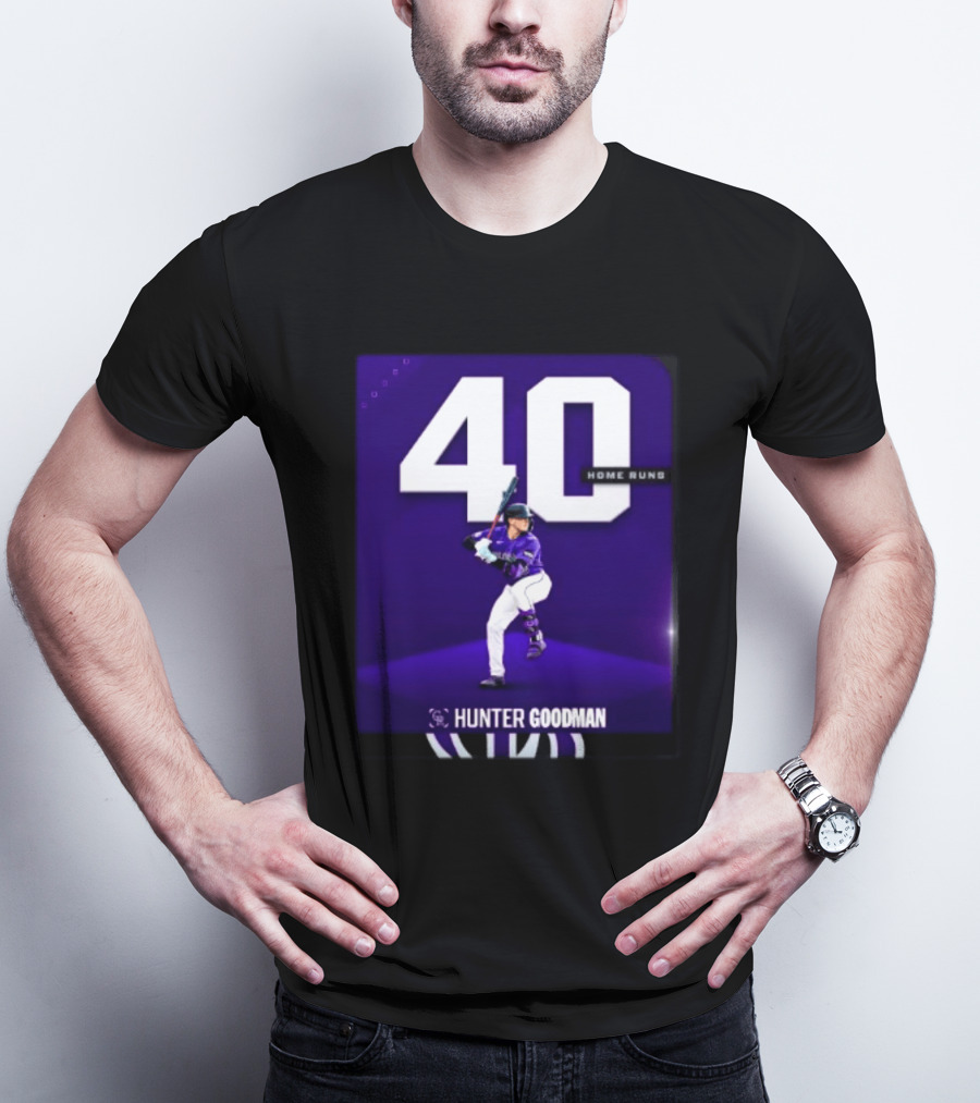 Hunter Goodman 40 Home Runs Colorado Rockies Purple T-Shirt