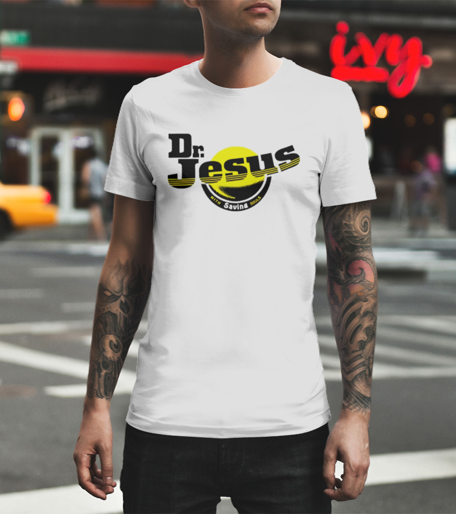 Dr Jesus With Saving Souls Yellow Circle T-Shirt