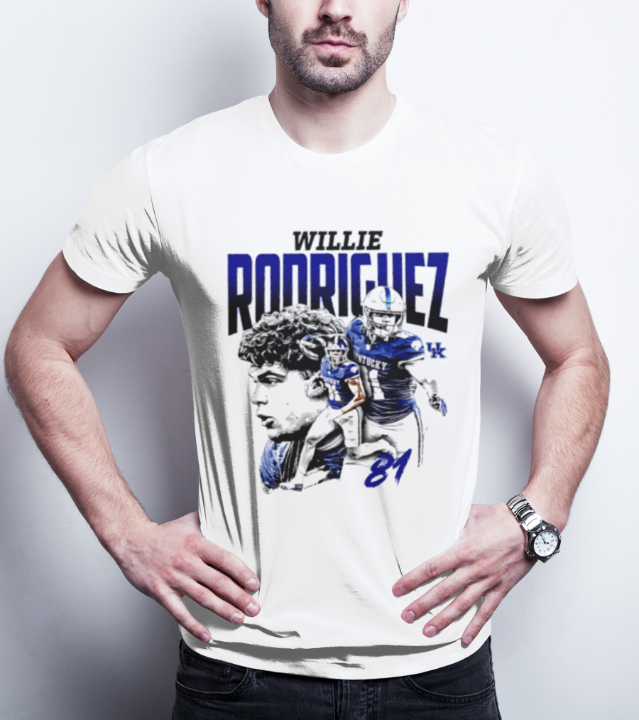 Willie Rodriguez 81 Kentucky Wildcats NCAA Football Player UK T-Shirt