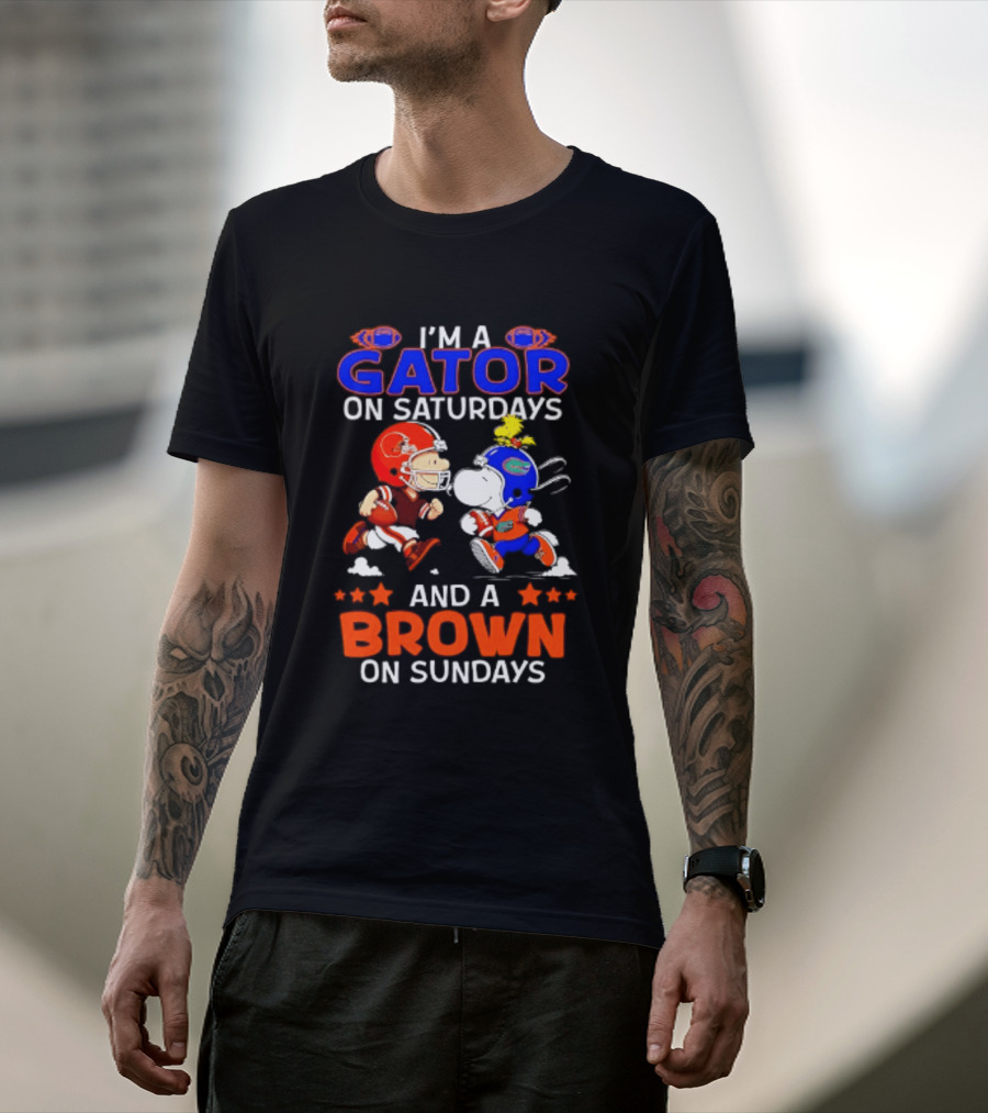 Gator On Saturdays Brown On Sundays Peanuts Football Fan T-Shirt