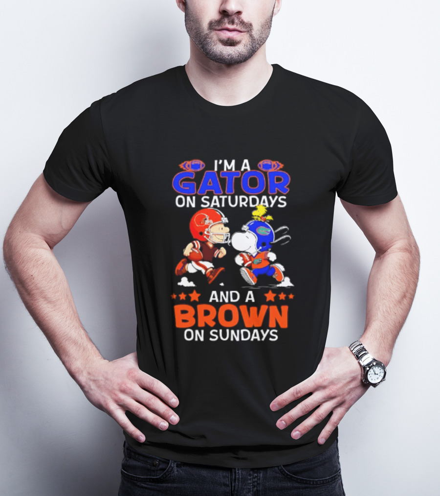 Gator On Saturdays Brown On Sundays Peanuts Football Fan T-Shirt